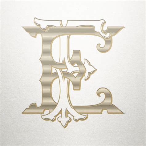 Custom Vintage Initials EF FE Vintage Initials Digital
