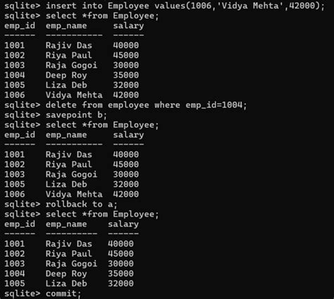 Commit Rollback And Savepoint In Sql Tcl Commands Commit Rollback And Savepoint Computer