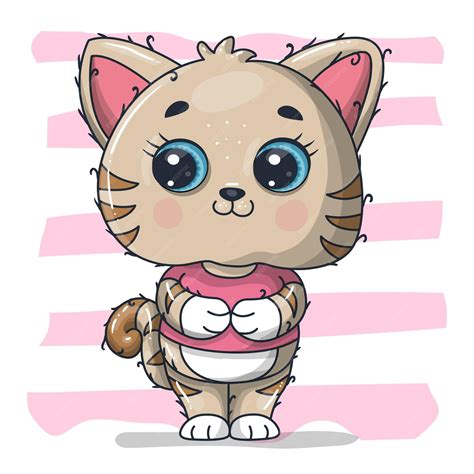 Ilustración De Dibujos Animados Lindo Bebé Gato Vector Premium