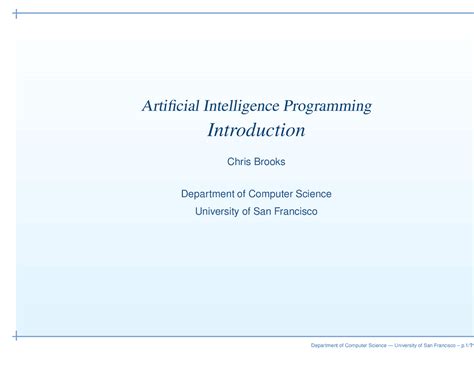 Lecture Slides On Artificial Intelligence Programming Introduction Cs