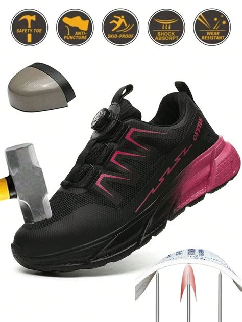 Womens Fashionable Work Safety Shoes Lightweight Steel Toe Athletic