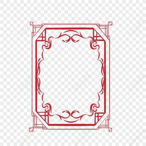 Red Square Classical Pattern Border Square Layout Floral Border