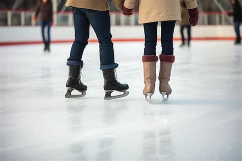 Premium Photo Couple Ice Skating On Rink Photographed Closely
