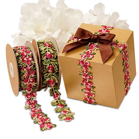 Colored Embroidered Flowers Lace Ribbon