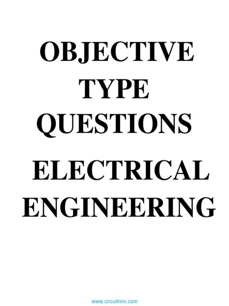 Objective Type Questions Electrical Engineering Pdf Electric Motor Transformer