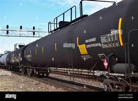 Naperville Illinois USA A String Of Tank Cars In A Freight Train