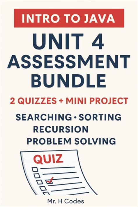 Intro To Java Unit 4 Assessment Bundle — 2 Quizzes Mini Project