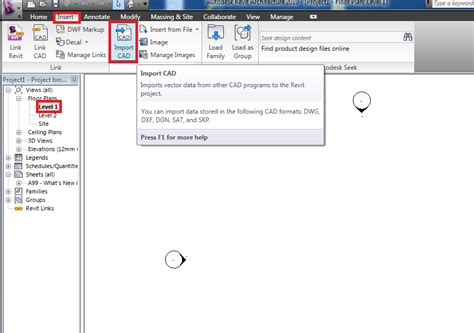 CAD AND DRAFTING REVIT INSERT CAD FILE