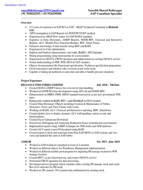 Saurabh Kshirsagar Sap Abap Pdf Computer Engineering Computer