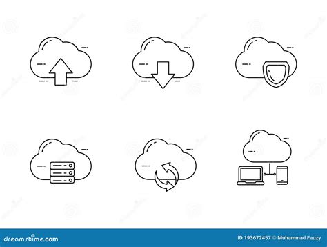 Cloud Storage Icons Draw In Outline Style Stock Vector Illustration Of Business Archive
