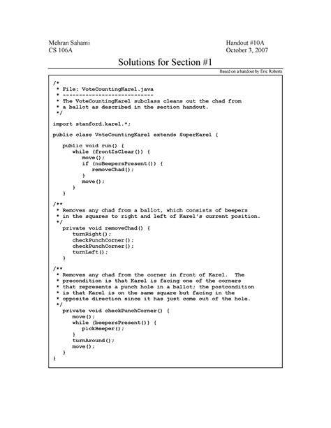 A Section Solutions Mehran Sahami Handout A Cs A October