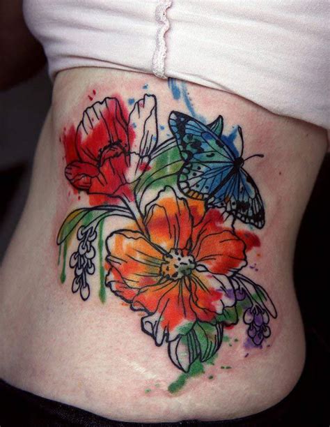 Side Tattoos Cool Water Color Side Tattoos For Girls