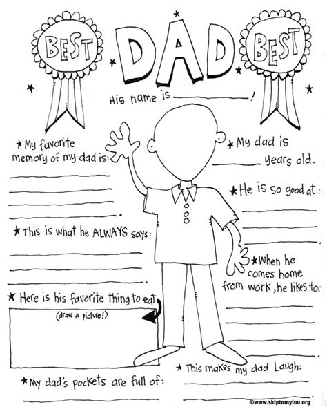 Free Printable All About My Dad Worksheets