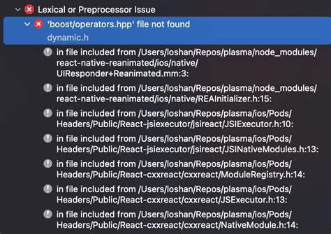 RN 0 66 IOS Build Failure Boost Operators Hpp File Not Found