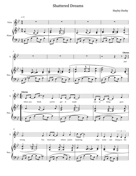 Shattered Dreams By Hayley Darby Sheet Music For Piano And Vocal At Sheet