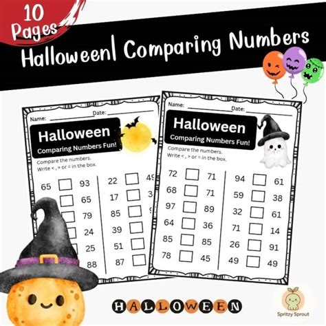 Halloween Comparing Numbers Fun Math Practice Worksheets By Spritzy