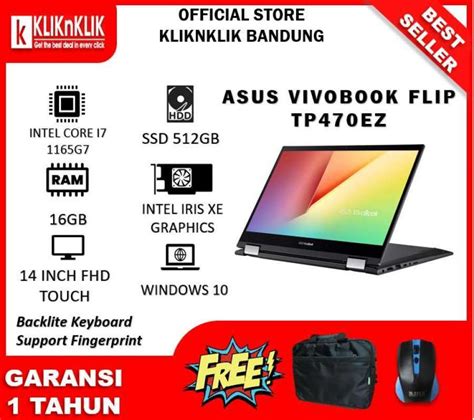 Jual Asus Vivobook Flip Tp470ez I7 1165g7 Fhd Ips Touch Win10 Black