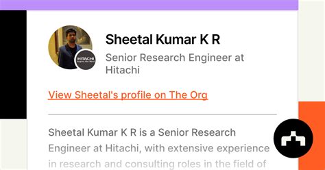Sheetal Kumar K R Senior Research Engineer At Hitachi The Org