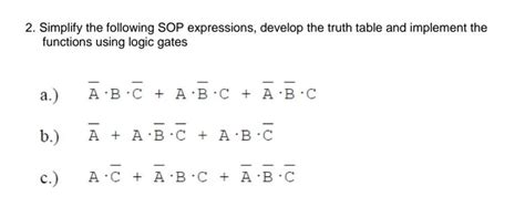 Solved 2 Simplify The Following Sop Expressions Develop