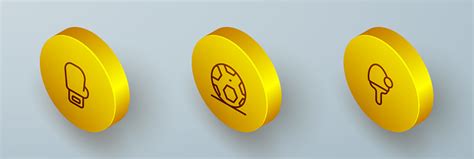 아이소 메트릭 라인 권투 글러브 축구 축구 공 및 라켓 아이콘을 설정합니다 벡터 3차원 형태에 대한 스톡 벡터 아트 및 기타 이미지 3차원 형태 Championship