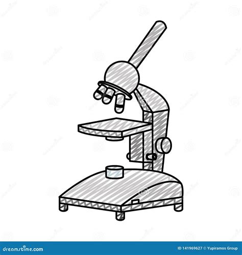 Doodle Science Microscope Labortory Object Design Stock Vector