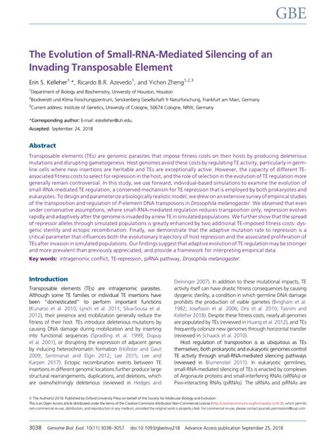 Pdf The Evolution Of Small Rna Mediated Silencing Of An Invading