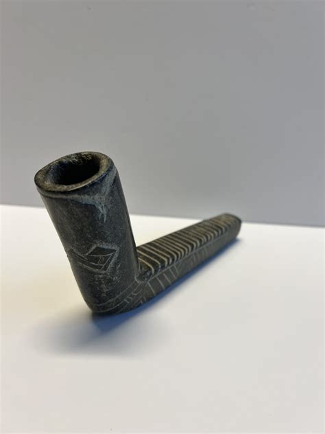 Ancient Native American Indian Stone Pipe Highly Carved And Etched
