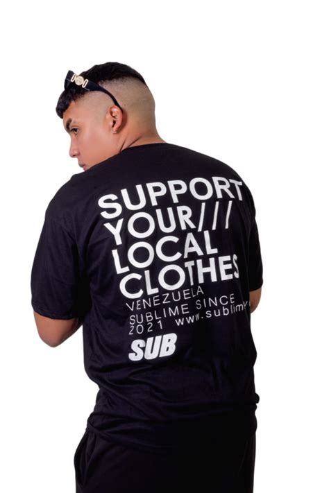 Sublime Franela Negra Oversize Support Your Local Clothes Sublime