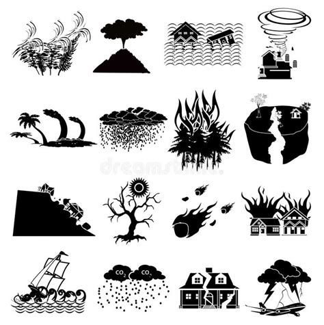 Iconos De Los Desastres Naturales Ilustración del Vector Ilustración