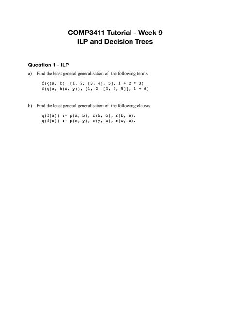 23t1 Week 9 Tutorial Solutions Comp3411 Tutorial Week 9 Ilp And