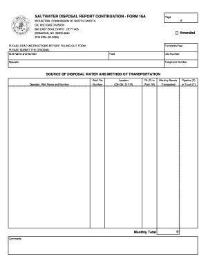 Fillable Online Dmr Nd North Dakota Salt Water Disposal Reporting Form