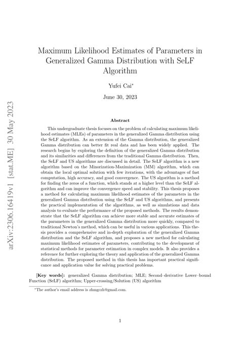 Pdf Maximum Likelihood Estimates Of Parameters In Generalized Gamma