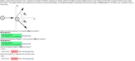 Solved Object 1 Mass 8 3 Kg Traveling In The X