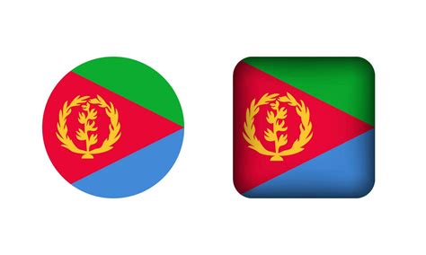 Flat Square And Circle Eritrea National Flag Icons Vector Art