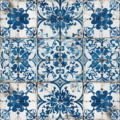 Retro Azulejo Mosaic Tile Vintage Portuguese Wall Ceramic Seamless