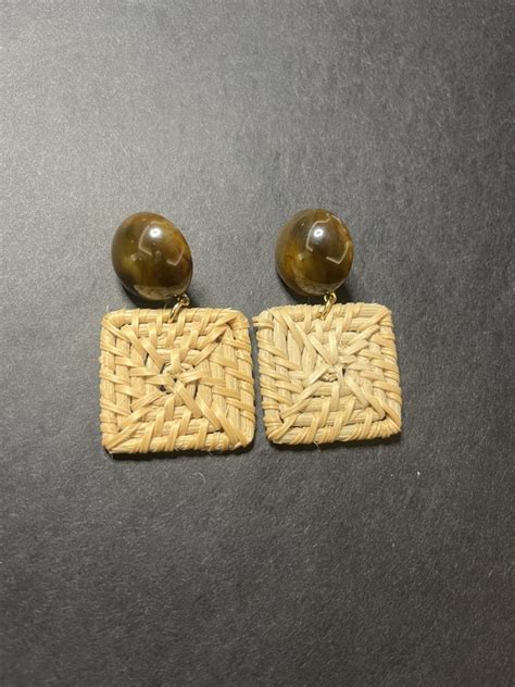 Boucles d oreilles en raphia Francine Bramli L Échappée Belle