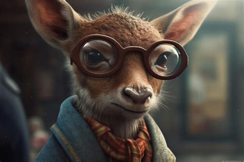 Premium Photo A Deer Wearing Glasses And A Jacket Portrait