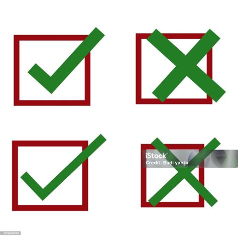 Green And Red Check Mark And Cross Mark Icon Set Tick Symbol Checklist