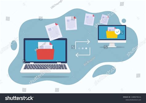 Transfer File Data Between Laptop Computer Stock Vector Royalty Free