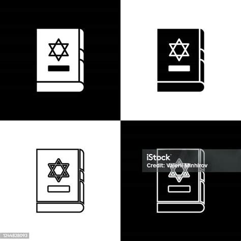 Définir Licône Juive De Livre De Torah Isolée Sur Le Fond Noir Et Blanc