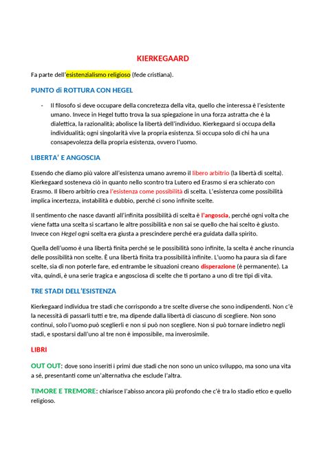 Appunti Precisi E Colorati Kierkegaard Appunti Di Filosofia Docsity