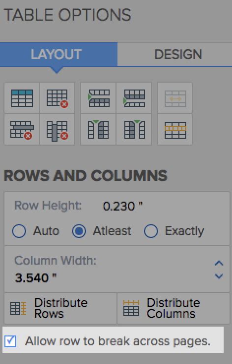 table row split across pages