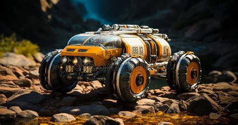Unmanned Space Vehicle Mars Rover Exploration Stock Illustration