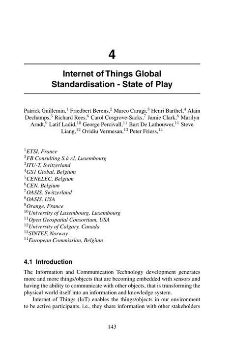 Pdf Internet Of Things Global Standardisation State Of Play