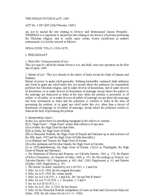 The Indian Divorce Act 1869 Pdf Annulment Adultery