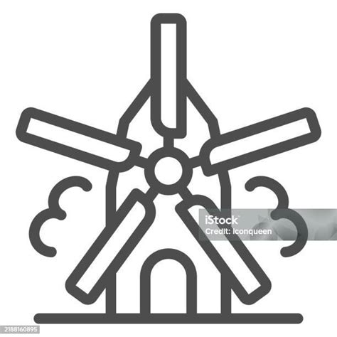 스피닝 밀 라인 아이콘 밀 생산 개념 벡터 그래픽 흰색 배경에 기압 풍차 기호 모바일 또는 웹 디자인을위한 윤곽선 스타일 아이콘 개념에 대한 스톡 벡터 아트 및 기타 이미지