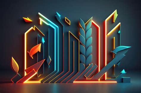 Premium Ai Image Abstract Colorful Neon Arrows Background Illuminated With Glowing Colored