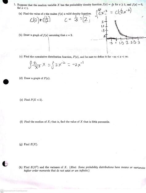 Solved 1 Suppose That The Random Variable X Has The Chegg