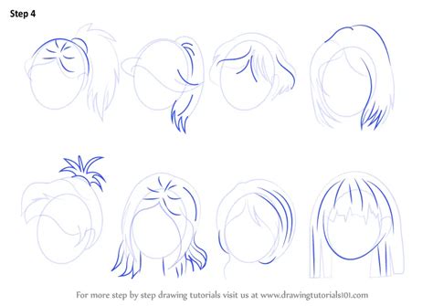 How To Draw Anime Hair Female Hair Step By Step