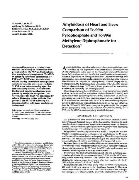 Pdf Amyloidosis Of Heart And Liver Comparison Of Tc 99m